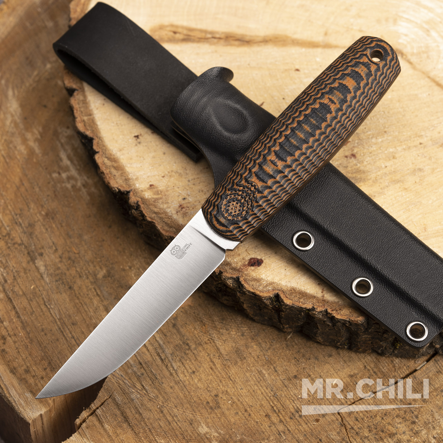 Нож NorthSF финка "Бочонок" Elmax, G10 чер\оранж., ножны – kydex, выпуклая линза — купить в ...