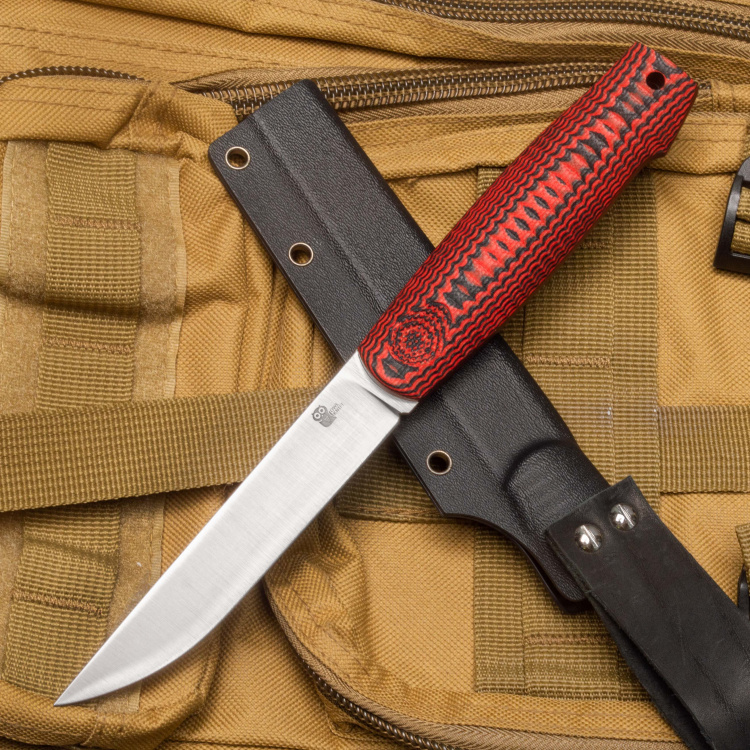 Нож NorthF финка "Сучок" ELMAX, G10 черно-красная, ножны – kydex, выпуклая линза — купить в ...